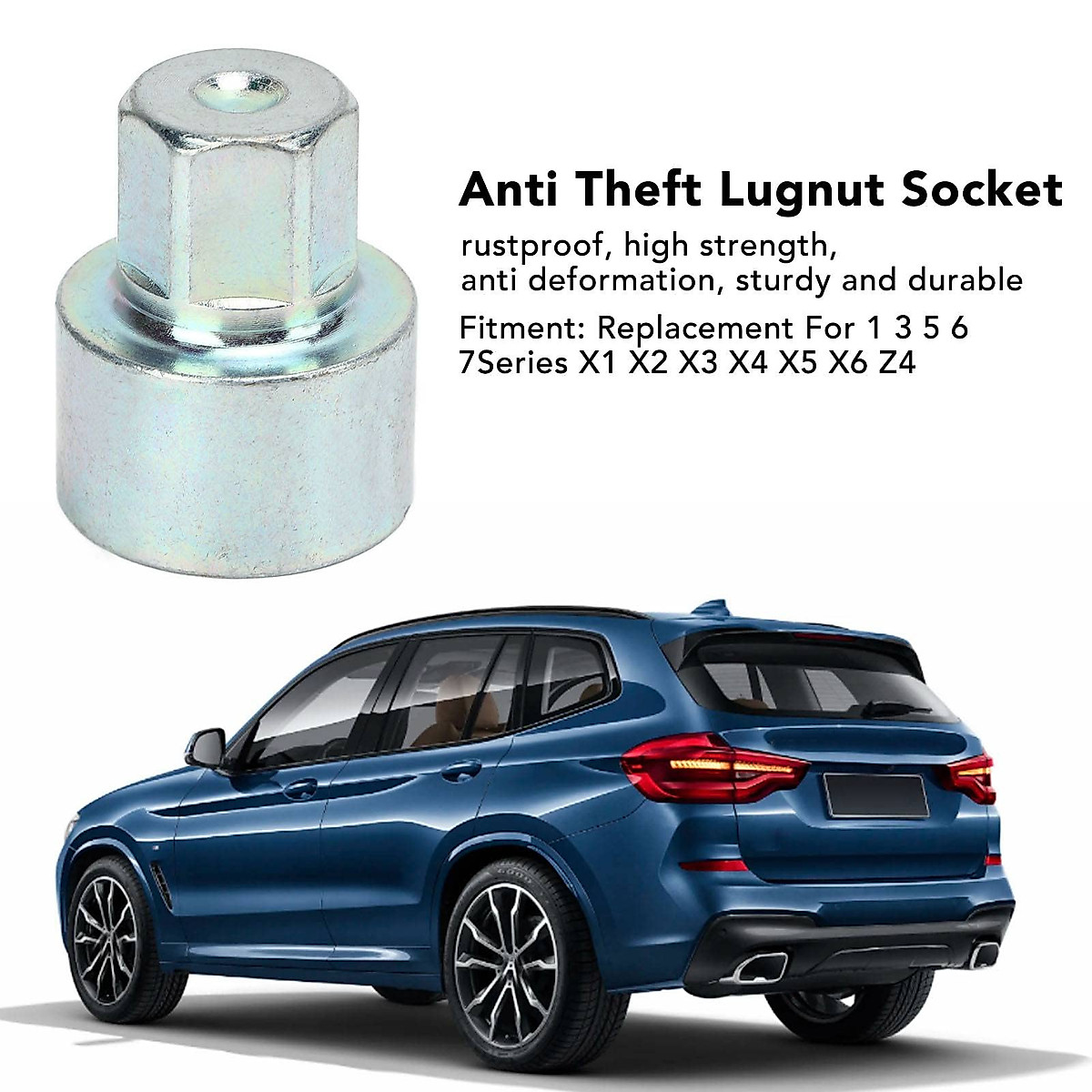 Anti Theft Lugnut Socket, Wheel Lock Key Anti Theft Lugnut Socket Replacement for 1 3 5 6 7Series X1 X2 X3 X4 X5 X6 Z4 (053)