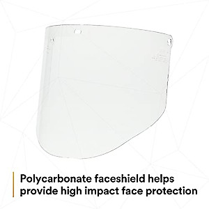 3M Clear Polycarbonate Faceshield WP96, 82701-00000, Molded