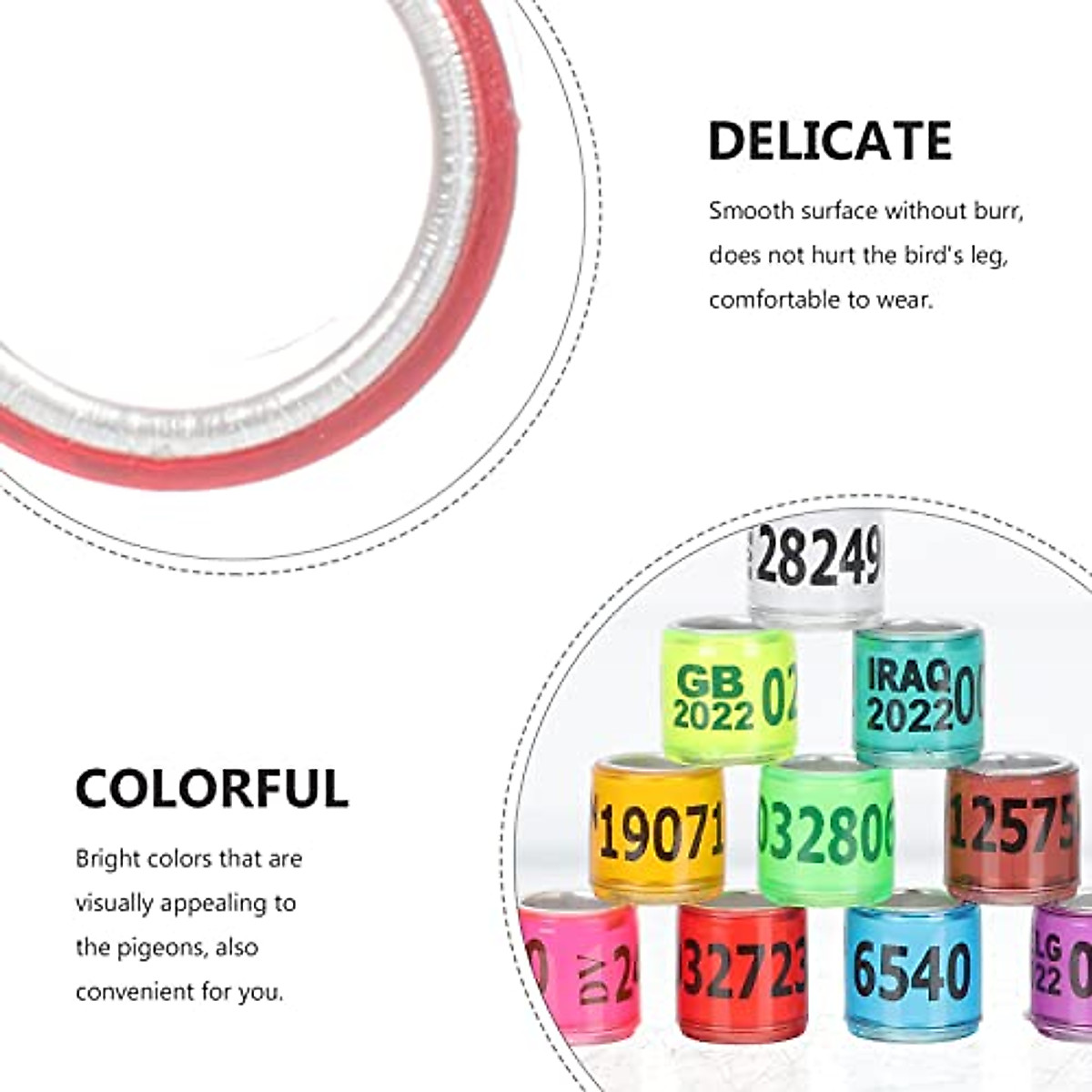 YARNOW 100Pcs Racing Pigeon Leg Rings Aluminium Numbered Bird Foot Ring Identify Dove Training Rings for Pigeon Parrot Finch Canary Hatch Poultry Rings Mixed Color