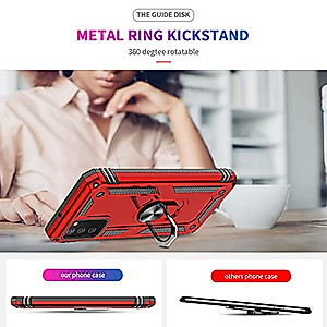 LeYi for Samsung Galaxy A03S Case, Galaxy A03S Phone Case with [2 Pack] Tempered Glass Screen Protector, [Military-Grade] Magnetic Ring Kickstand Phone Case for Samsung Galaxy A03S (6.5 Inch), Red