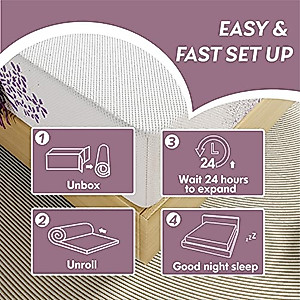 Dyonery Lavender Twin Memory Foam Mattress 8 Inch, Bed in a Box, CertiPUR-US Certified, AeroFusion Memory Foam, Made in USA, Medium, 38”x75”x8”, Purple