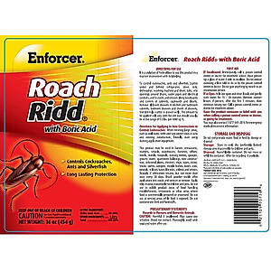 Enforcer Roach Ridd with Boric Acid 16 Oz (Case of 12) - Long Lasting Protection for Cockroaches, Ants and Silverfish