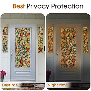 Coavas Window Privacy Film, Frosted Stained Glass Window Film Decorative Window Cling Privacy Film for Glass Windows, Bathroom Non Adhesive Window Tint for Home (Vinyl, 17.5" x 78.7 ")