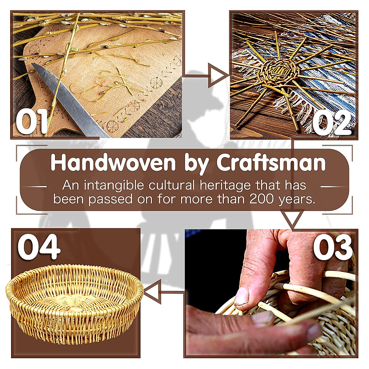 NUTRIUPS Natural Handmade Bread Basket for Serving,9.8inch Small Round Bread Basket,Wicker Fruit Basket