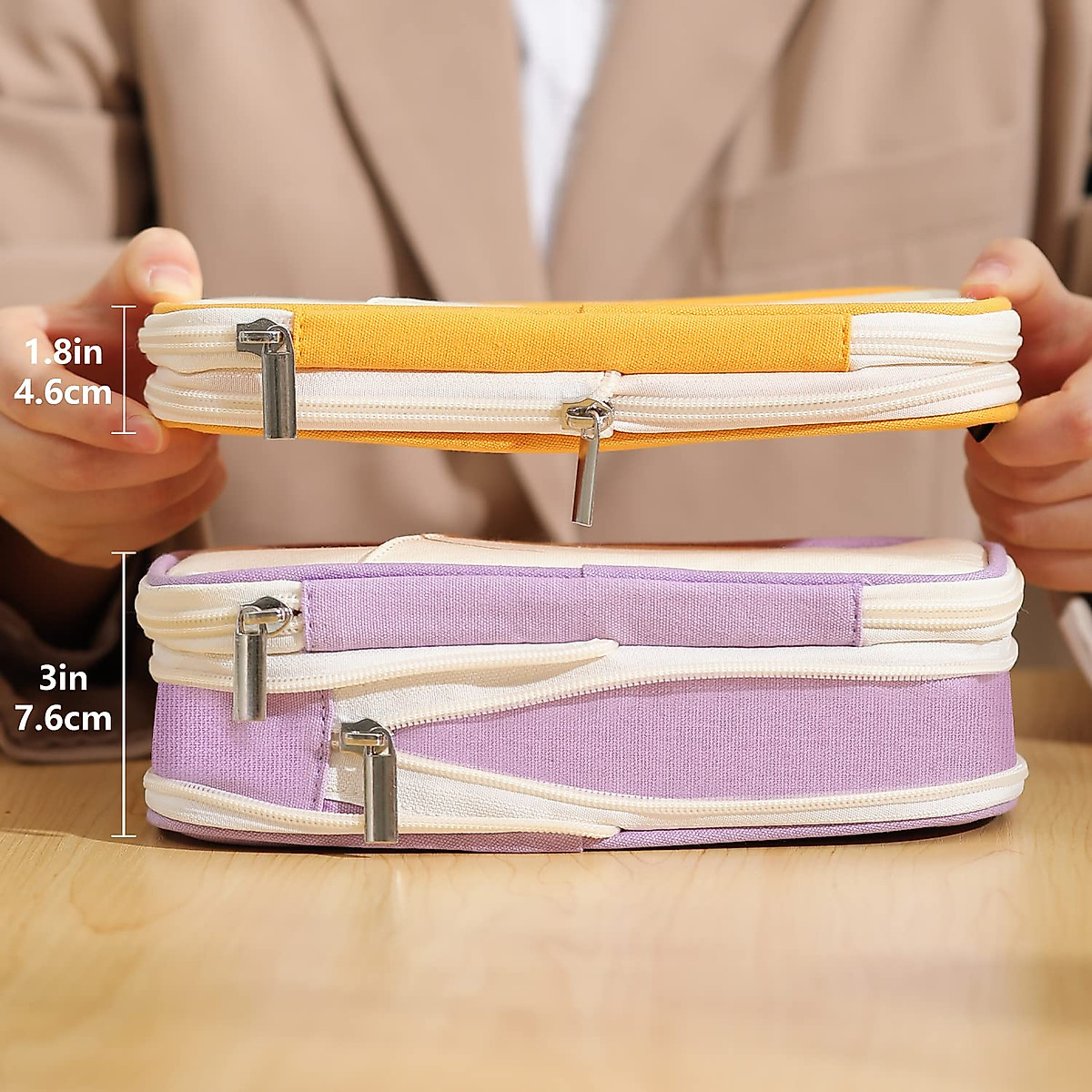 deli Foldable Pencil Pen Case Big Capacity Pencil Pouch Large Pencil Bag Makeup Bag for Teen Boys Girls School Students, Orange