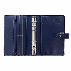 Filofax Malden Personal Navy Leather Organizer Agenda Calendar Bundle with DiLoro Ballpoint Pen (Navy 2022 with Pen, Personal Paper Size 6.73'' x 3.74''), 028614-22-DLP