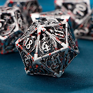 ARUOHHA Hollow DND Metal Dice Set Blood D and D Role Playing Games Dice with Gift Box, Dungeons and Dragons D+D Dice 6 Sided Large Polyhedral Dice RPG D&D Dice Set D20 D12 D10 D8 D6 D4