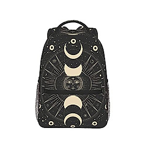 DADABULIU School Backpack Moon Mystic Sun Astrology Tarot Goth for Women Girl Student Bookbag Durable Casual Daypack Teens College Lightweight Hiking Travel Bag Over 3 Years Old