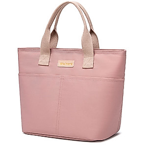 Weitars Lunch Bag For Women,Small Lunch Tote Bag Insulated Cute Lunch Bags For Women Snacks Leakproof Thermal Lunch Purse For Work Picnic/Hiking/Beach/Shopping (Pink)