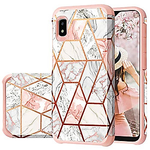Fingic Samsung Galaxy A10E Case, Galaxy A10e Case Rose Gold Marble Design Shiny Glitter Bumper Hybrid Hard PC Soft Rubber Silicone Cover Anti-Scratch Shockproof Protective Case for Samsung A10e 5.8"