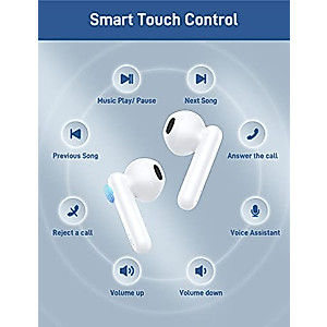 True Wireless Earbud 5.0 Bluetooth Headphones for iPhone 14 Pro Max,Touch Control Premium Stereo Sound Cordless in-Ear Earphones with Microphone Charging Case for iPhone 13 12 11 Samsung S23 Ultra S22