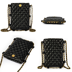Montana West Small Crossbody Bags for Women Trendy Quilted Cell Phone Purse Chain Wallet Bag MWC-141BK