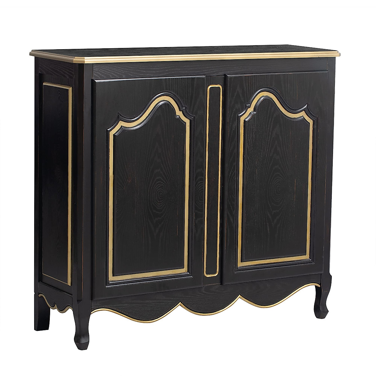 yoptote 2 Doors, Sideboard w/Enough Save Spaces,Pure Hand Drawn,Solid Wood Legs,Study and Entryway,Black Storage Cabinet