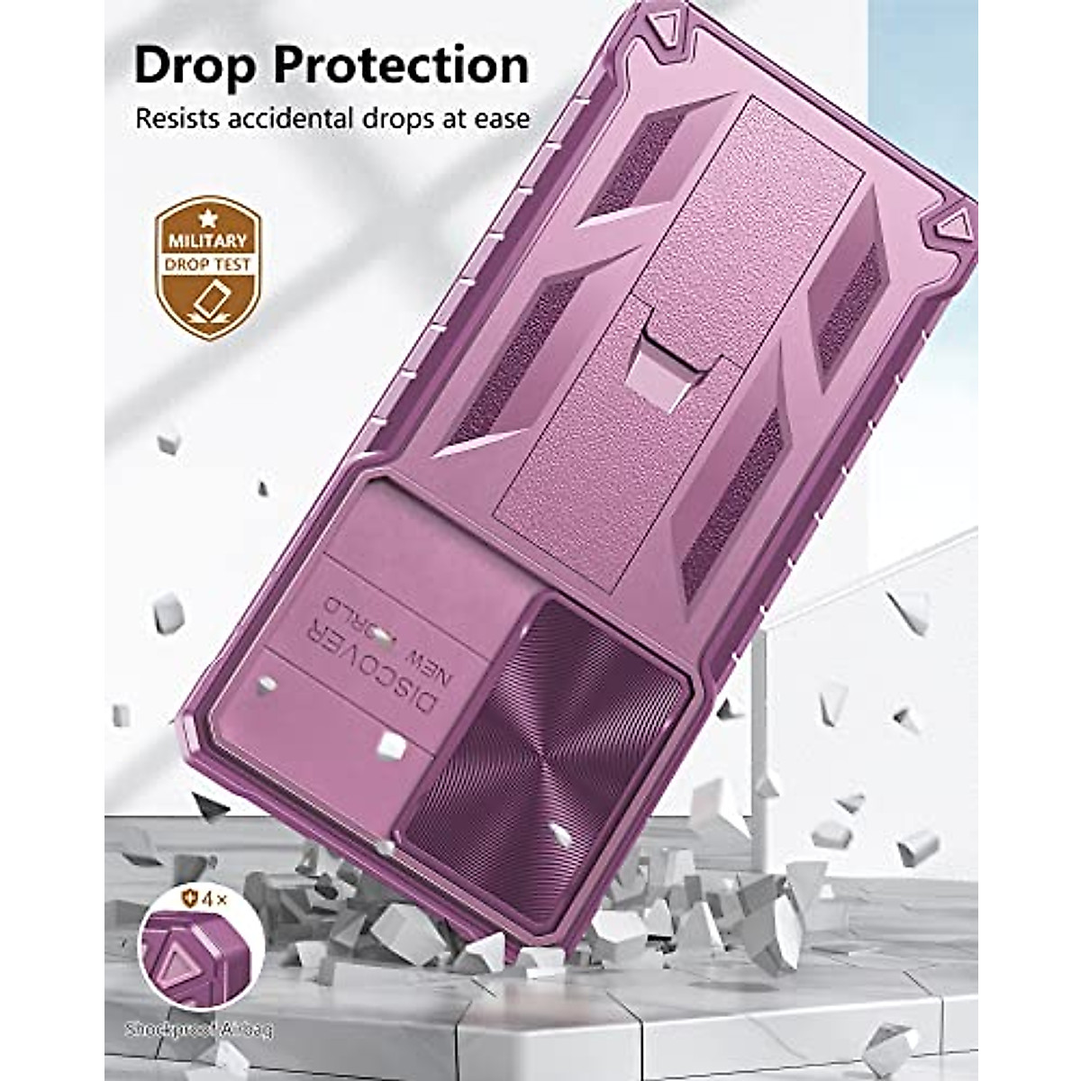for Motorola Moto G-Stylus 5G-2022 Case: Military Grade Drop Proof Protection Cover with Kickstand | Matte Textured Rugged Shockproof TPU | Protective Phone Case for Moto G Stylus(Pink Purple)