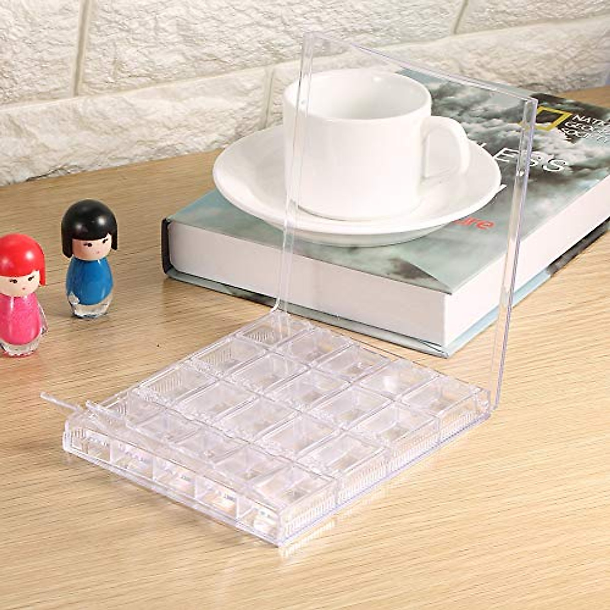 Fishlor Bead Container, 20 Grids Transparent Acrylic Nail Art Decorations Storage Box Rhinestone Beads Container Case