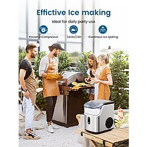 COWSAR Nugget Ice Makers Countertop, Soft Chewable Crushed Ice Maker Machine, Portable Pebble Ice Maker Countertop, 34Lbs/Day, Self-Cleaning, One-Button Operation Ice Machine for Home Kitchen Party