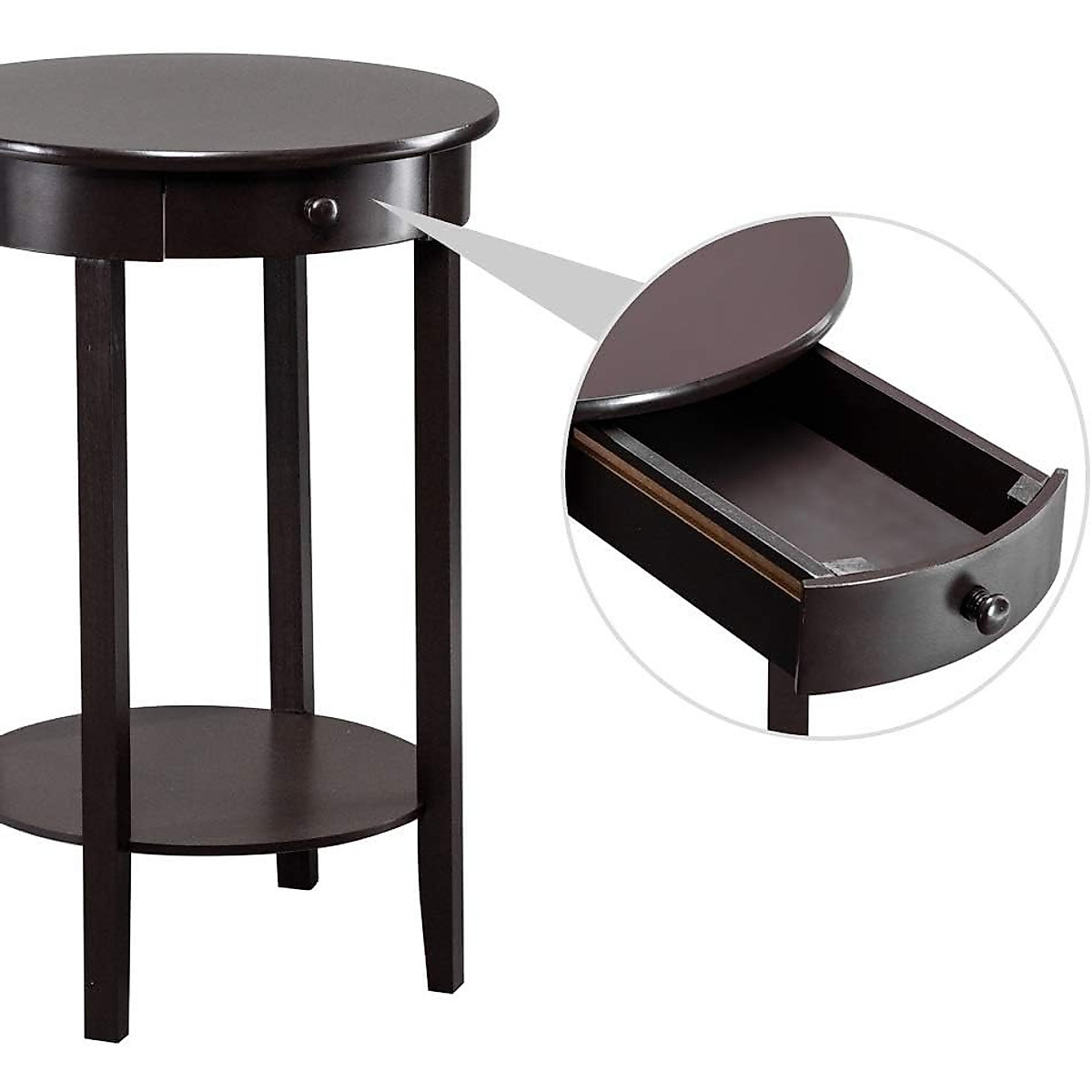 RLZCFF 47x47x71CM Simple Round with Drawer Side Coffee Table Side Table End Table Brown for Livng Room