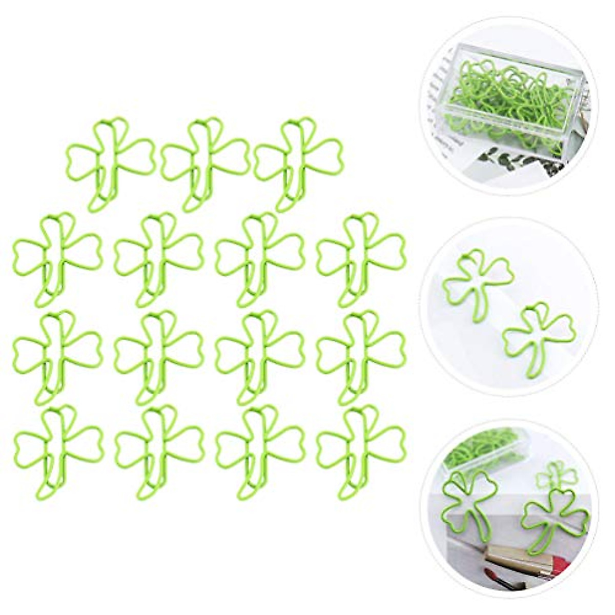 SOIMISS Test Paper Clips 45pcs Shamrock Clover Shaped Paper Clips Bookmark Clips for Office School Home Document Organizing Clover Shape Clips