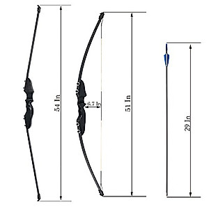 54" Long Bow for Right Handed 30 LBs Draw Weight Archery Bow Shooting Larp Hunting Game with 9 Arrows and 3 Target Faces