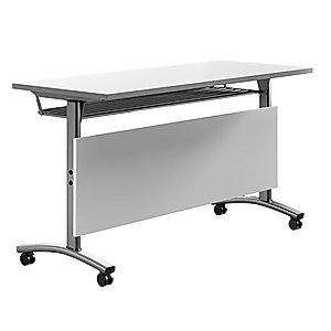 Flip Top Mobile Training Table with Modesty,Storage Layer and Lockable Wheels for Conference Rooms,Training,Media Centers,Classrooms,Ready to Unfold and Use (Color : A, Size : 120 * 50 * 75cm)