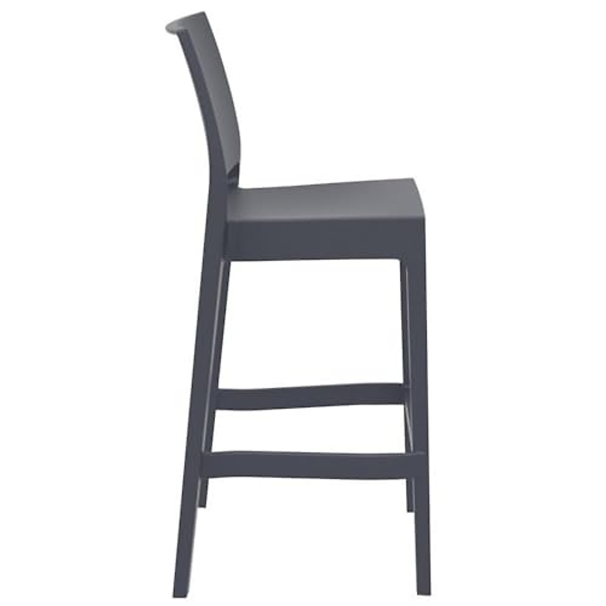 Pemberly Row 29.5" Resin Barstool in Dark Gray Finish - Set of 2