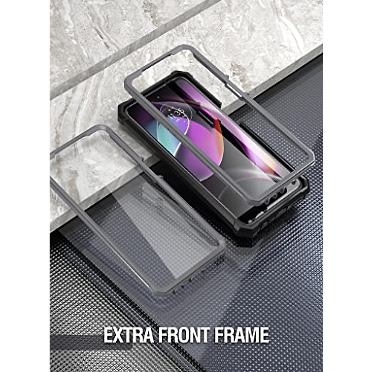 Poetic Guardian Case for Motorola Moto G 5G 6.5" (2022), [6FT Mil-Grade Drop Tested] Full-Body Hybrid Shockproof Bumper Cover with Built-in Screen Protector, Black/Clear