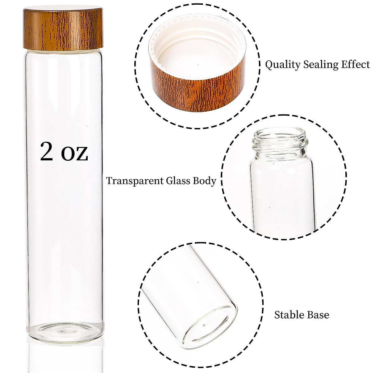 Goaste 12 Pack Coffee Bean Storage Tubes, Glass Cellars with Wooden Stand, Dosing Vials with Lids and Funnel for Tea, Spices, 2oz