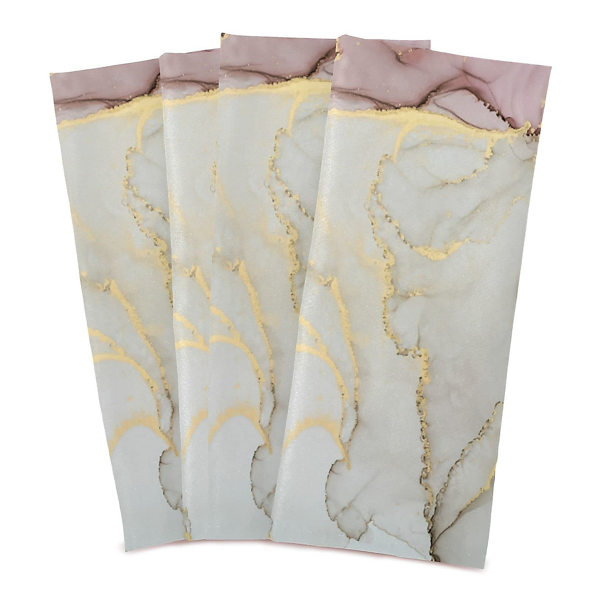 Pink Gold Marble Kitchen Dish Towels Soft Tea Towel Set of 4 Absorbent Dishcloths Hand Towels for Dish Clean Cloth 28" x 18"