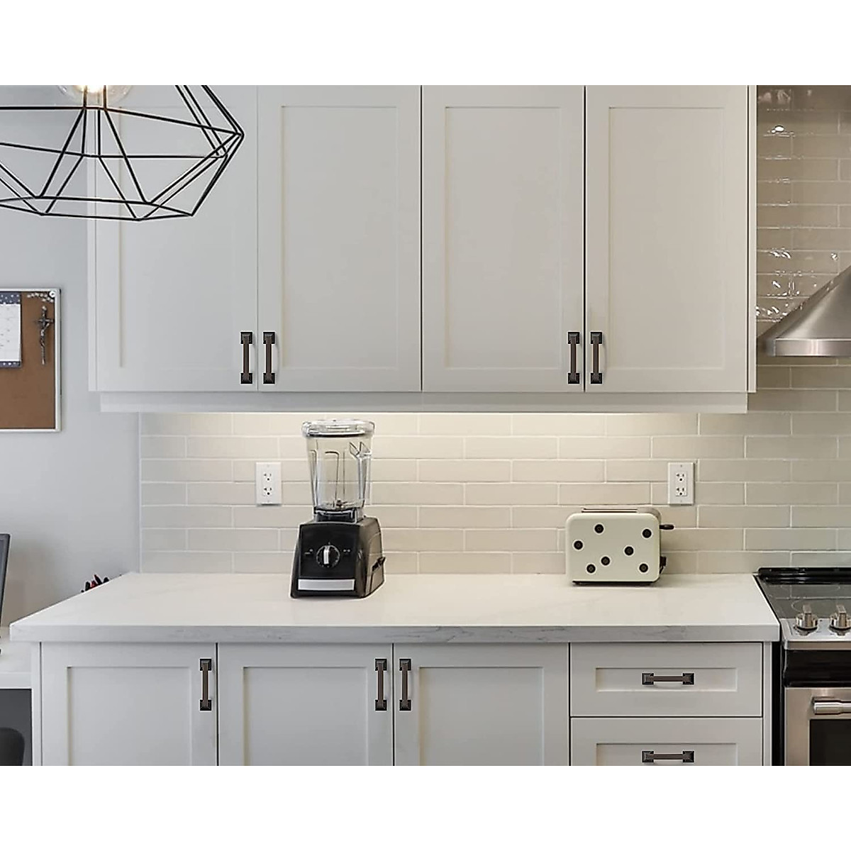 Amerdeco 10 Pack Matte Black 3 Inch(76mm) Hole Centers Kitchen Cabinet Pulls Cabinet Hardware Kitchen Handles for Cabinets Cupboard Handles Drawer Pulls AM0002