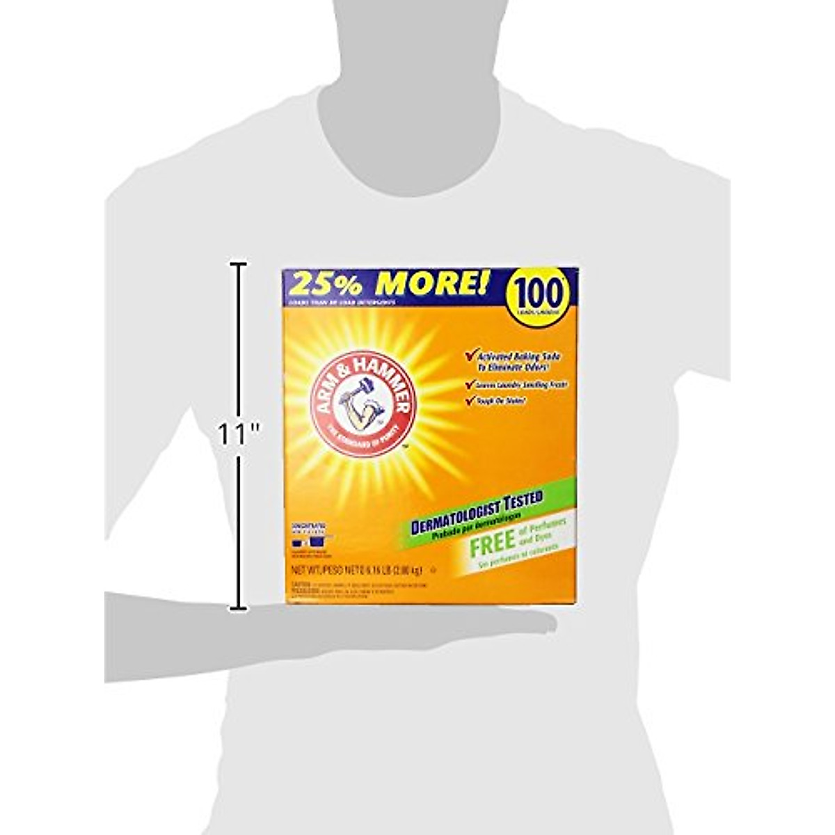Arm & Hammer Laundry Detergent, Free of Perfume & Dyes, Powder, 100 Loads, 6.16 lb