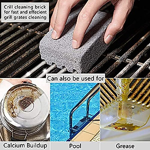 Griddle Cleaning Kit 8 Pcs, Grill Accessories Cleaner Tool Set-1 Stainless Steel 6" Scraper, 2 Scouring Pads,1 Scouring Pads with Handle, 2 Cleaning Bricks, 1 Pan Scraper