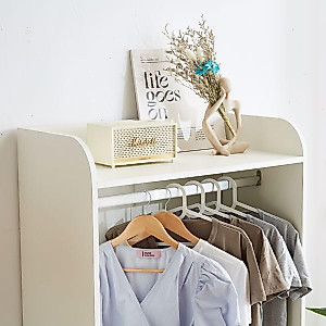JASOYA Wardrobe Armoire Closet, Drawers and Shelves, Handles, Hanging Rod, for Bedroom ，White A
