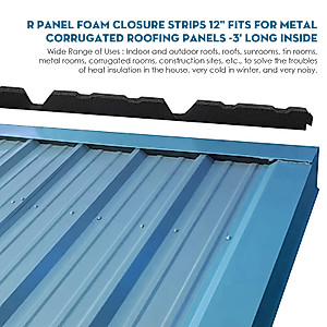 R Panel Foam Closure Strips 12" Replacement for Metal Corrugated Roofing Panels -3' Long Outside 20Pcs (Outside)
