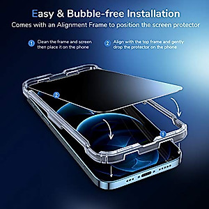 Syncwire Privacy Screen Protector for iPhone 12 Pro Max 6.7" [2-Pack], Anti Spy Tempered Glass Film with Auto Alignment Tool [9H Hardness, Shatterproof, Bubble Free, Sensitive Touch, Anti-Smudge]