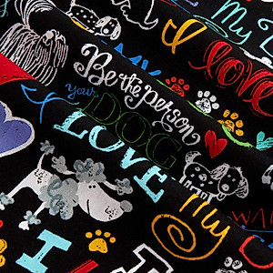 Timeless Treasures I Love My Dog Words Black, Quilting Fabric by the Yard