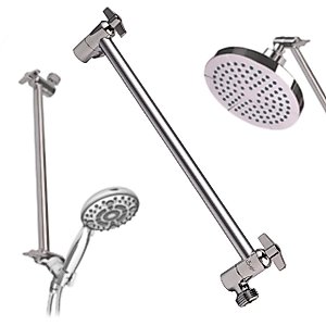 11'' Shower Head Extension Arm by LOKBY - Anti-Leakage Shower Extension Arm - Adjustable Shower Arm Fits Any Rain or Handheld Shower Heads - Shower Head Extension Pipe - Rust Proof Materials - Nickel