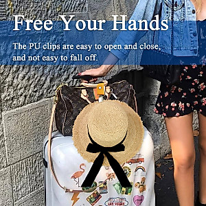 YUJUNKEMAN unisex-adult Hat Clip for Travel, Travel on Bag/Luggage, PU Leather Clip, Multifunctional Duckbill Outdoor Companion-Black&Brown