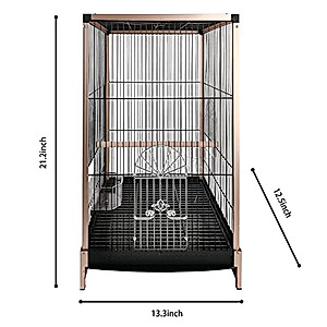 Flat top Bird Travel cage,21 inch Parrot Carrier with Wooden Perch Feeding Cup for Conures Cockatiel Parakeets（Aluminum Frame）