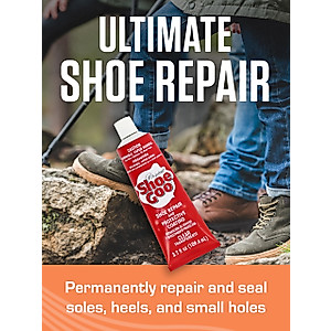 SOF SOLE Original Shoe Goo - 3.7 fl oz Tube - Clear Shoe Glue - Repairs Soles, Heels, Patches Small Holes - Bonds on Contact, Dries Within 24 Hrs, Waterproof - Works on Leather, Rubber, Vinyl, Canvas