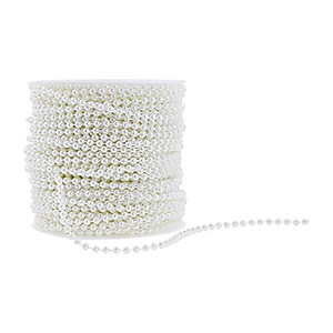 Mandala Crafts Faux White Pearl Beads Garland - 4mm 44 Yds White Pearl Strands Spool Pearl String Bead Roll Pearl Garland for Wedding Party Christmas Tree Decoration
