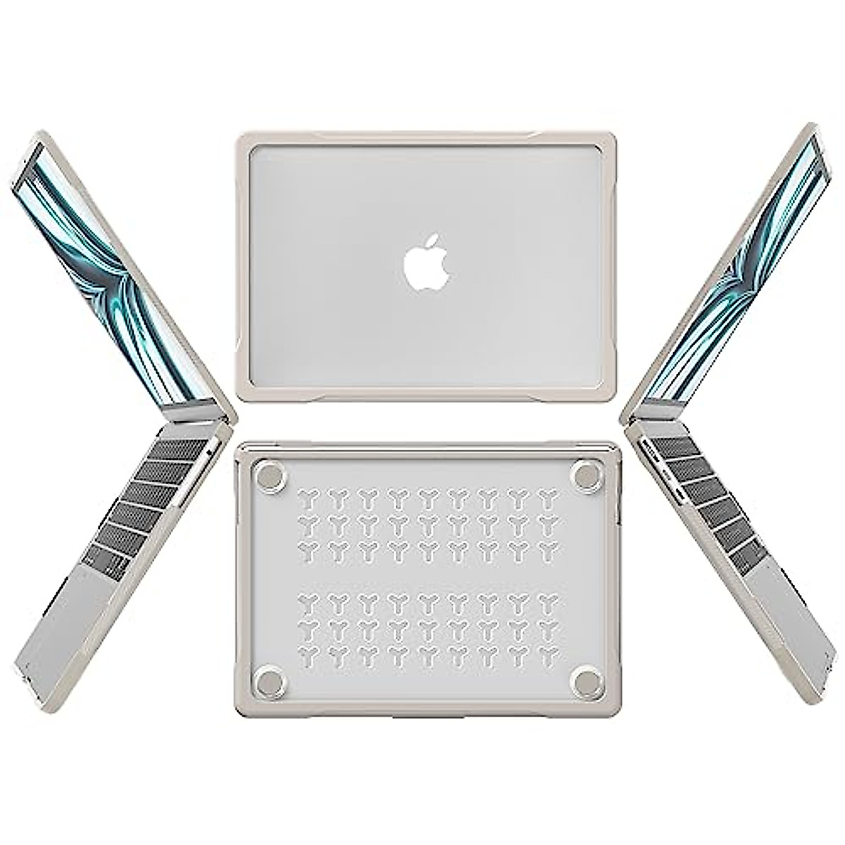 Batianda Ultimate Protection Case for M3 MacBook Air 13.6 inch 2022 2023 2024 Model A2681/A3113 Matte Carbon Fiber Edges Shockproof Anti-Scratch and Anti-Fingerprint with Keyboard Cover, Rock Gray