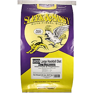 SLEEK & SASSY Garden Large Hookbill No Sunflower Parrot Food for Large Conures, Amazons, African Greys, Cockatoos, Pionus-Parrots & Small Macaws (20 lbs.)