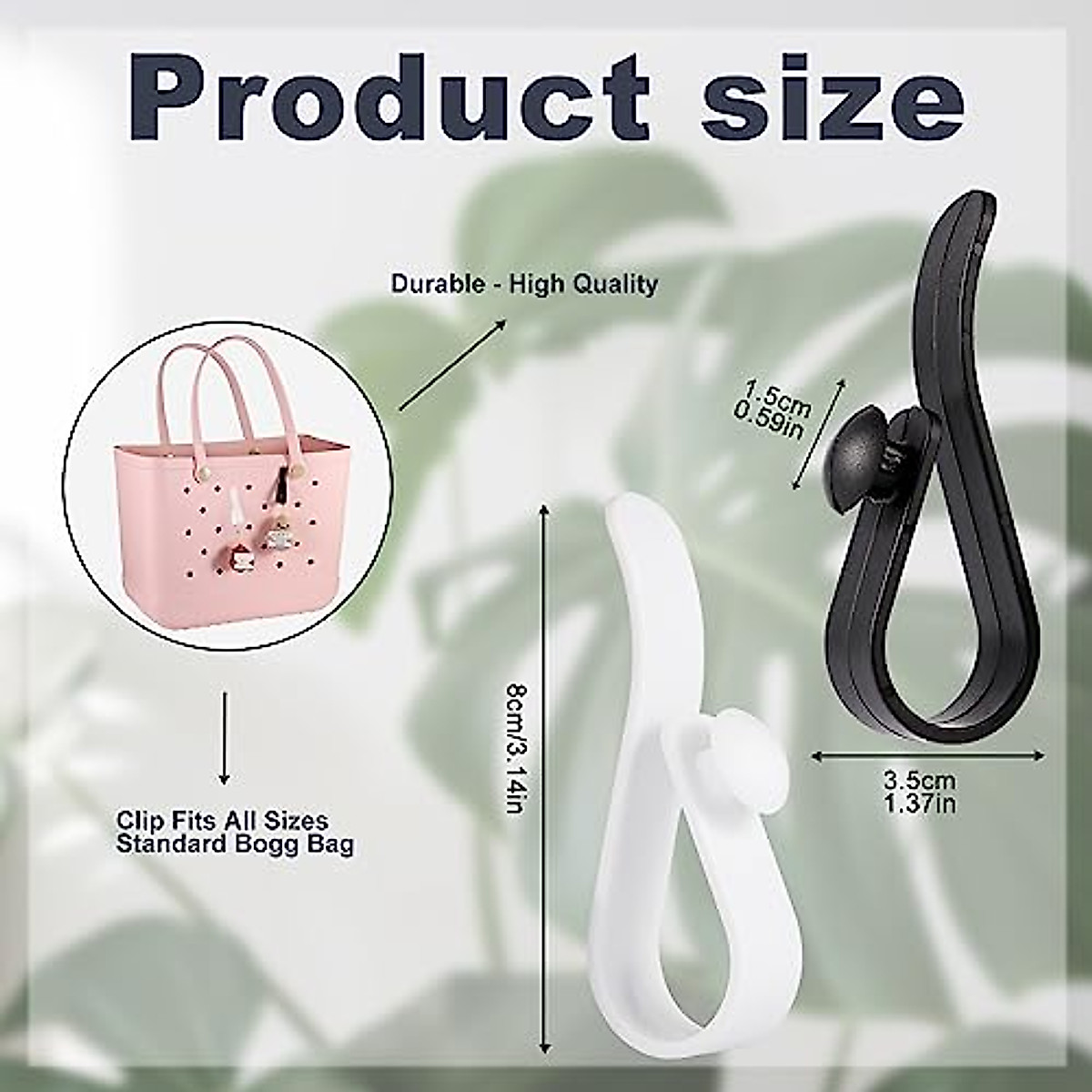 4pcs Hooks for Bogg Bags, Bag Hooks Compatible with Bogg Bag Beach Tote Bag Accessories for Bogg Bags Suitable for Bags Keychains Masks and Sunglasses (2 Black+2 White)