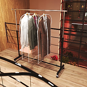 HANGERWORLD Pack of 6 Clear Garment Bags for Hanging Clothes - 40inch Suit Bag, Plastic PEVA, Showerproof, Clothes Dust Protector Cover