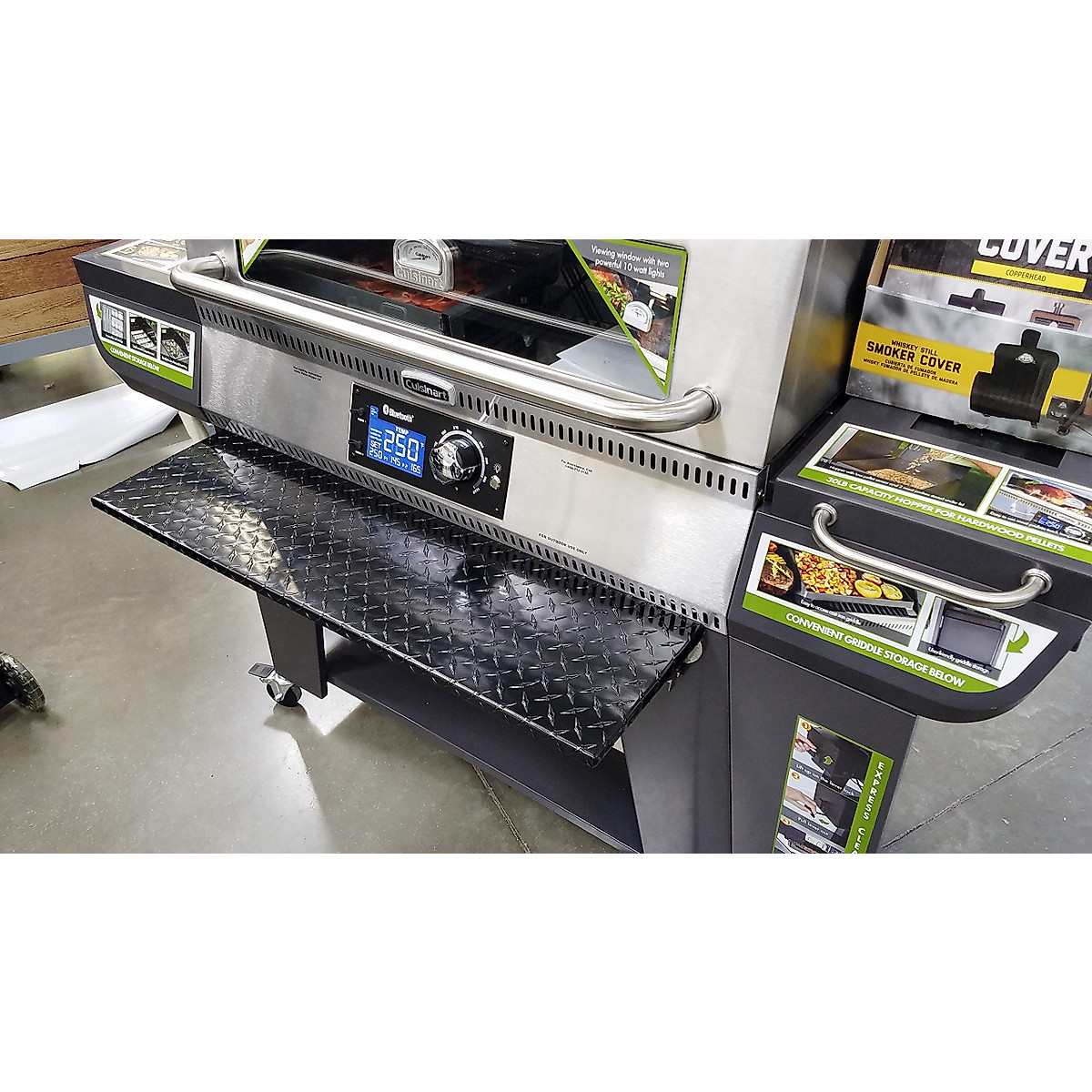 J & O Carts Parts Powder Coated Diamond Plate Folding Shelf for Cuisinart Woodcreek Pellet Grill