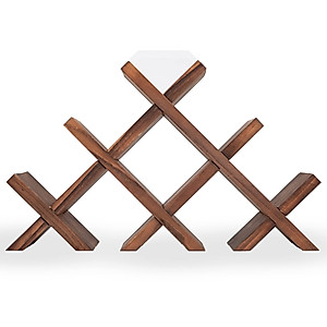 Rustic State Alella Countertop Wood Wine Rack for 8 Bottles Holder and Cork Storage Tabletop Butterfly Sleek Design Freestanding Organizer - Home, Kitchen, Dining Room Bar Décor - Walnut