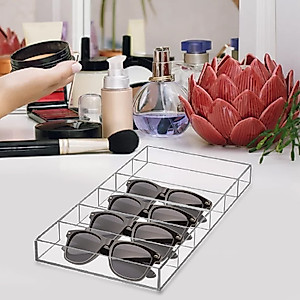 SOUJOY 2 Pack Acrylic Sunglasses Organizer, 6 Slot Clear Eyeglasses Storage Case, Stackable Eyewear Display Tray for Sunglasses, Fashion Eye Wear, Protective Glasses