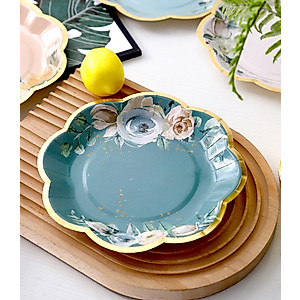 Winoo Design Floral Paper Plates - 48 PK - 9 Inches Floral Plates Floral Party Plates Floral Disposable Plates for Tea Party Baby Shower Brial Shower Birthday Wedding