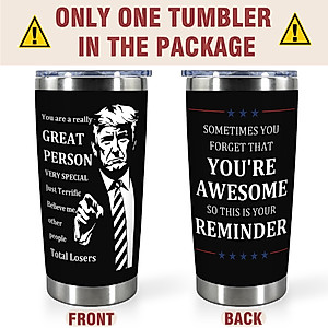Travel Coffee Mug, Make Coffee Great Again 20ozTumbler for Men & Women, Thank You Appreciation Gifts, 20 Oz Stainless Steel Insulated Coffee Tumbler, Black
