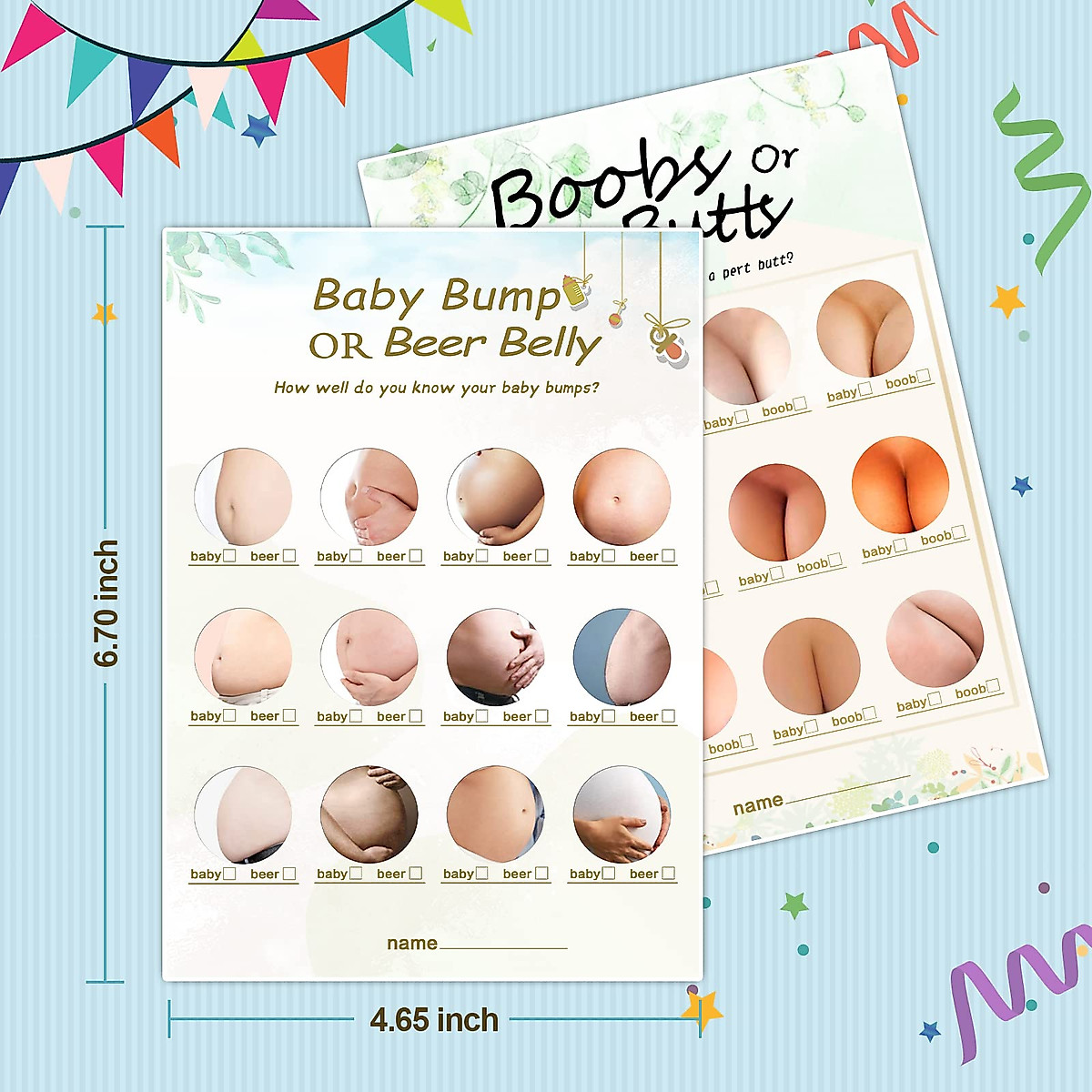 OLOUTAB Baby Shower Games-2 Games(50 of Each),Double-Sided,Fun,Hilarious and Easy to Play,Baby Shower Gender Neutral,with Answer Keys